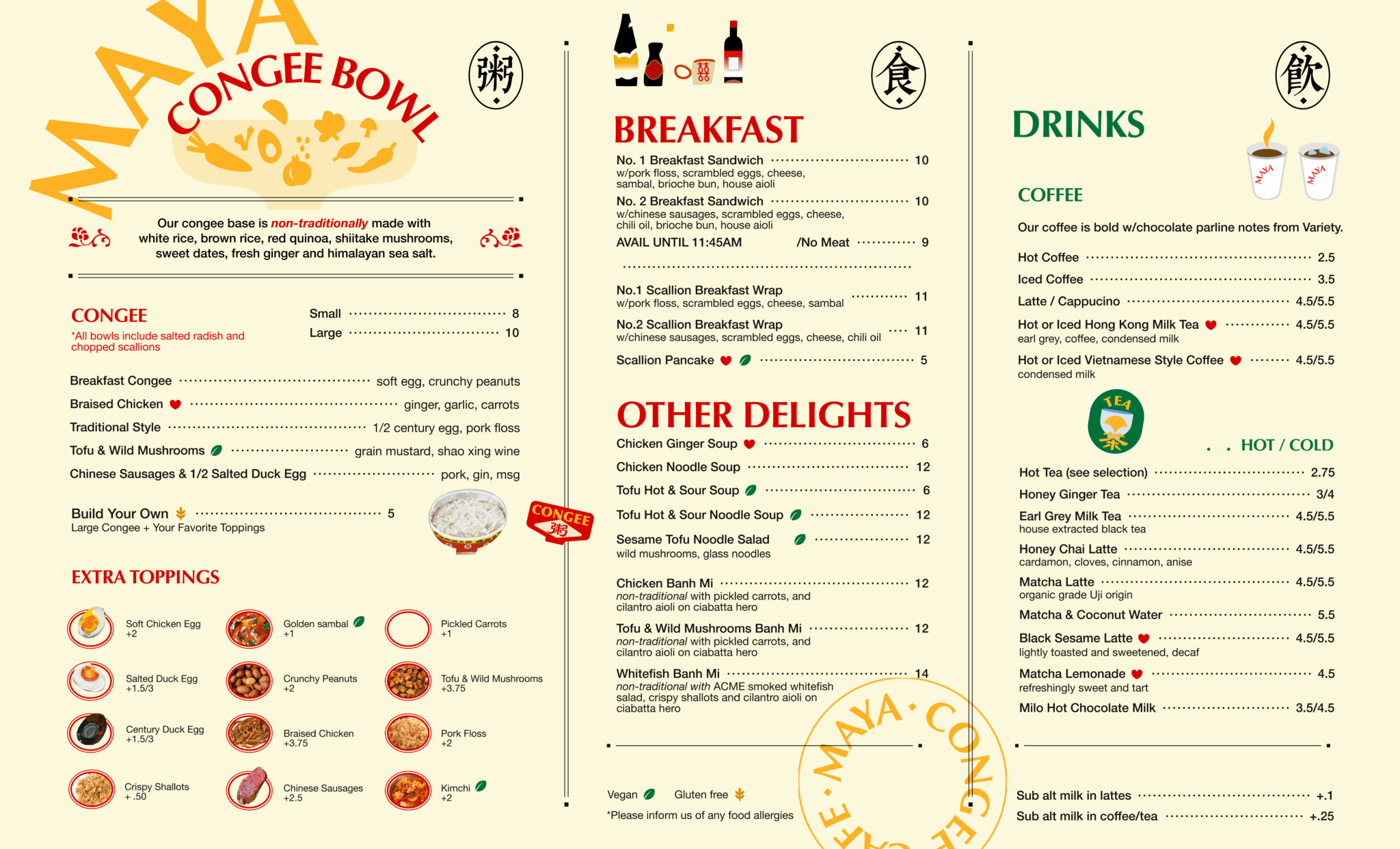Menu - Maya Congee Cafe